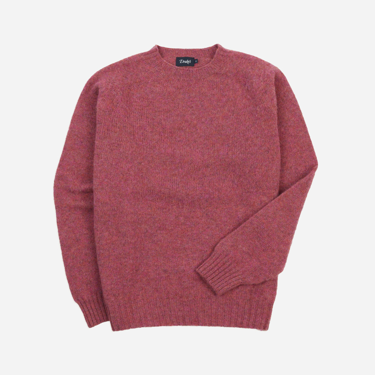 Drakes Brushed Shetland Crew Knit Sweater - Zinnia Pink - The Great Divide