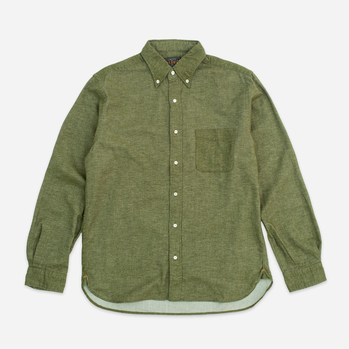 Beams+ Solid Flannel Shirt - Olive - The Great Divide