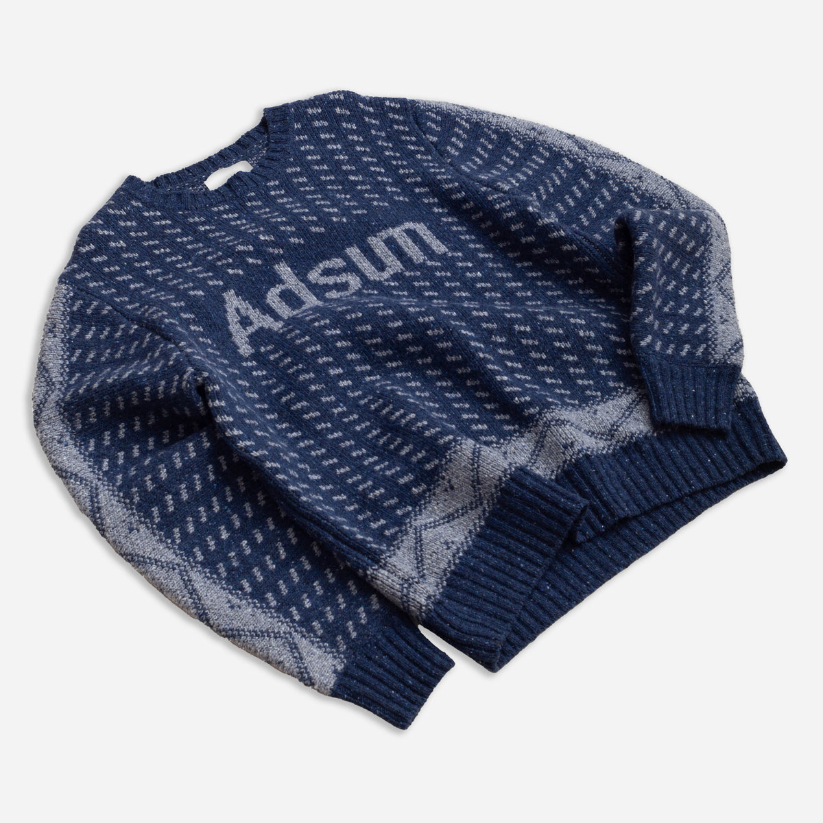 Adsum Logo Knit Crewneck Sweater - Navy/grey