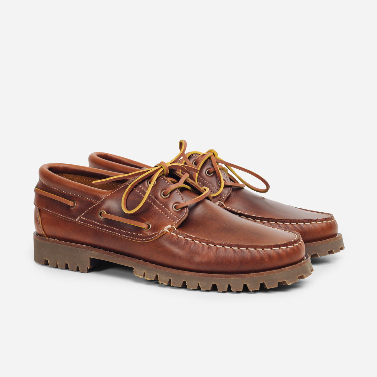 Arrow Moccasin Company Marblehead Lug Boat Shoe - Camel - The Great Divide