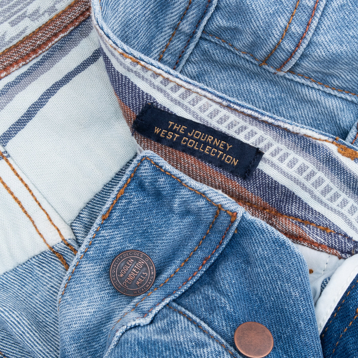 Patchwork Selvedge Straight Leg Denim Jeans - Blue - Pendleton Eu