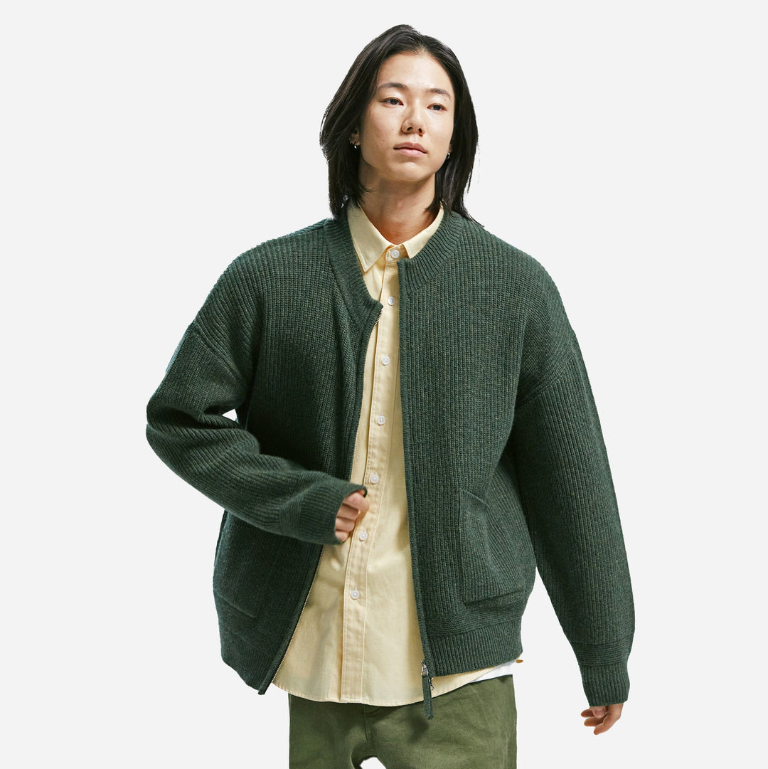 Frizmworks Wool Deck Zip Up Cardigan - Forest Green - The Great Divide