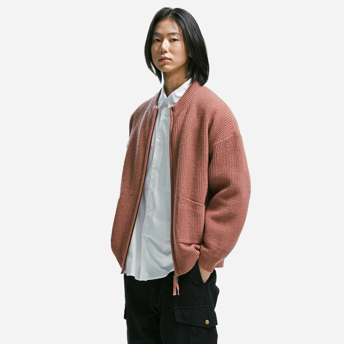 Frizmworks Wool Deck Zip Up Cardigan - Indian Pink - The Great Divide