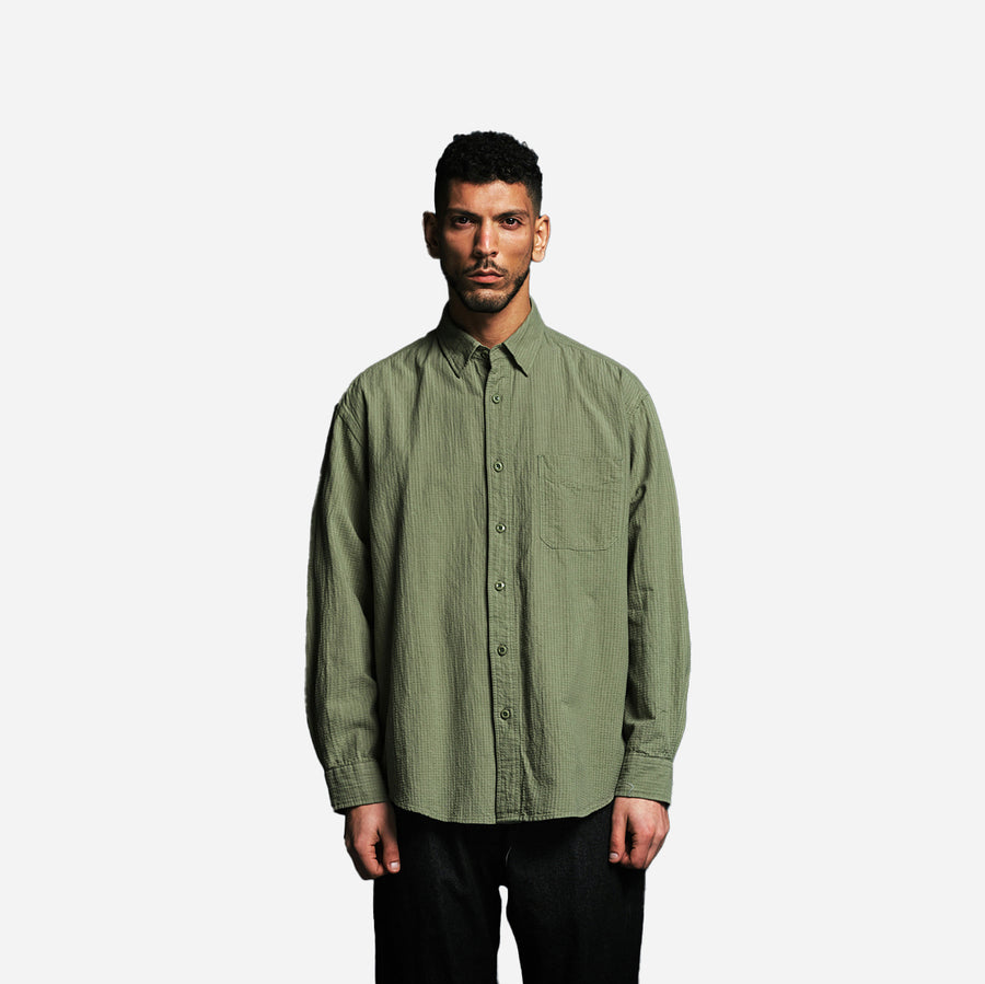 Frizmworks Og Dobby Weave Seersucker Shirt - Olive - The Great Divide